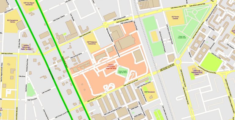 Seville Spain PDF Map Vector Exact City Plan High Detailed Street Map editable Adobe PDF in ...