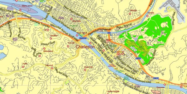 West Virginia State US PDF Map Vector Exact State Plan High Detailed ...