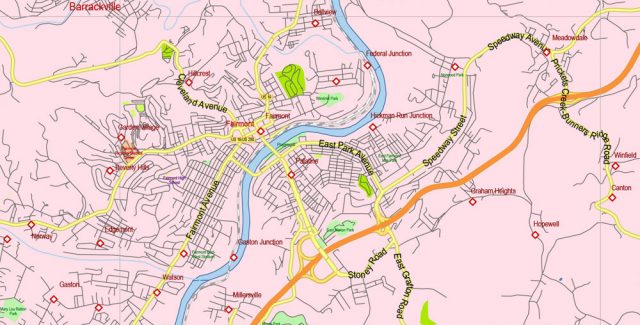 West Virginia State US PDF Map Vector Exact State Plan High Detailed ...