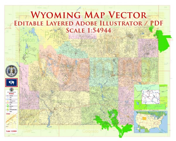Cheyenne Map Vector Exact City Plan Wyoming US detailed Street Map ...