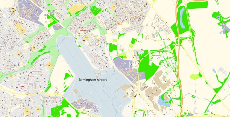 Birmingham UK PDF Map Vector Exact City Plan High Detailed Street Map ...