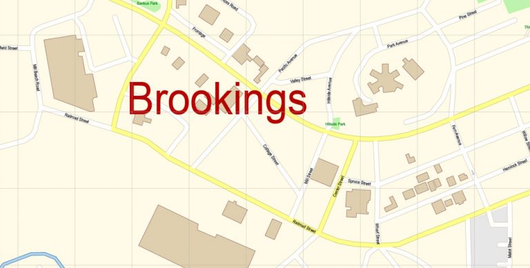 Brookings Oregon US PDF Map Vector Exact City Plan High Detailed Street ...