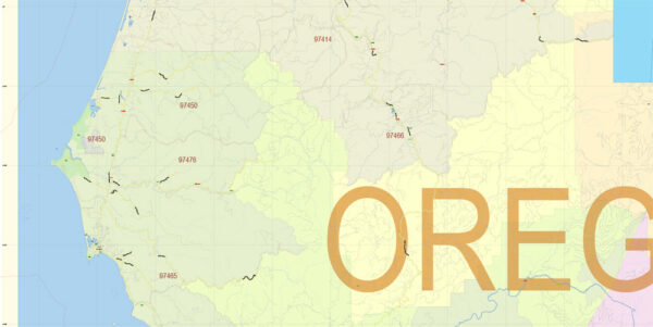 Curry County Oregon US Map Vector Exact County Plan Detailed Road Admin ...