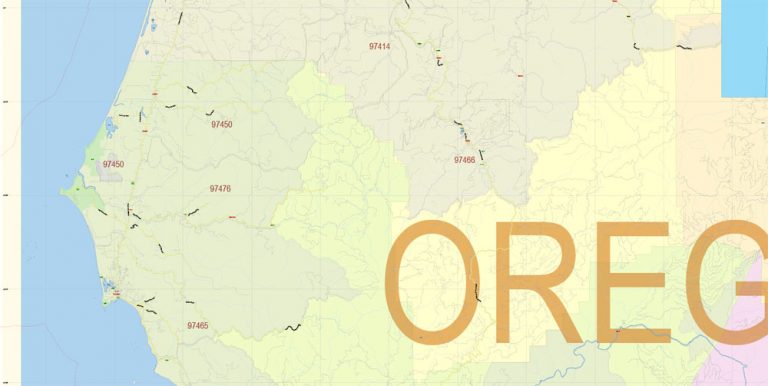 Curry County Oregon US Map Vector Exact County Plan Detailed Road Admin ...