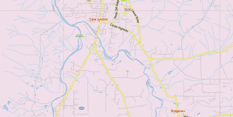 Curry County Oregon PDF Map Vector Exact County Plan Detailed Road ...