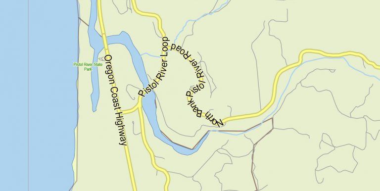 Curry County Oregon US Map Vector Exact County Plan Detailed Road Admin ...