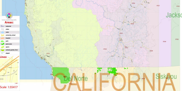 Curry County Oregon US Map Vector Exact County Plan Detailed Road Admin ...