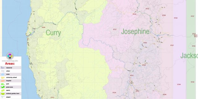 Curry County Oregon PDF Map Vector Exact County Plan Detailed Road ...