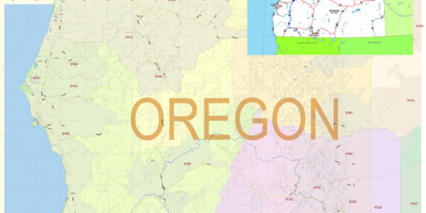 Curry County Oregon US Map Vector Exact County Plan Detailed Road Admin ...