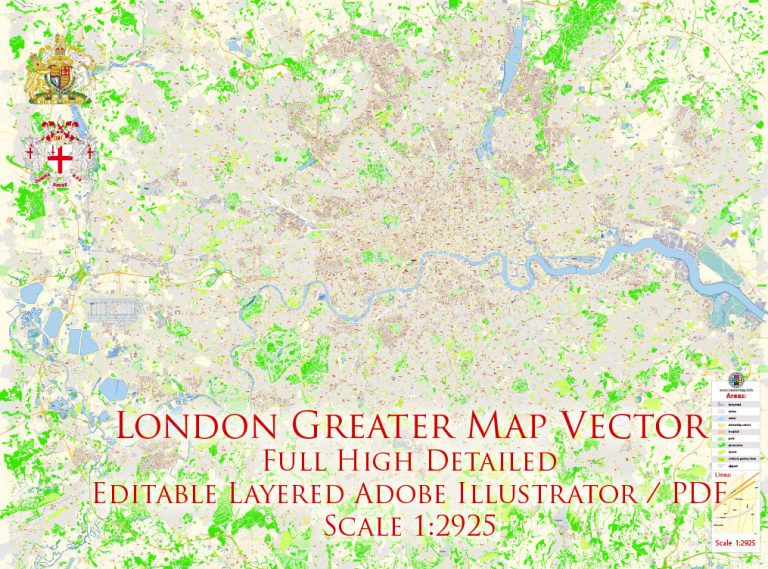 London Greater UK Map Vector Exact City Plan High Detailed Street Map ...