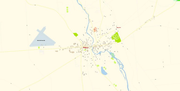 Malone New York PDF Map Vector Exact City Plan High Detailed Street Map ...