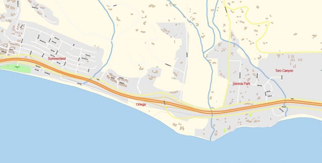 Santa Barbara + Montecito California US Map Vector Exact City Plan High ...