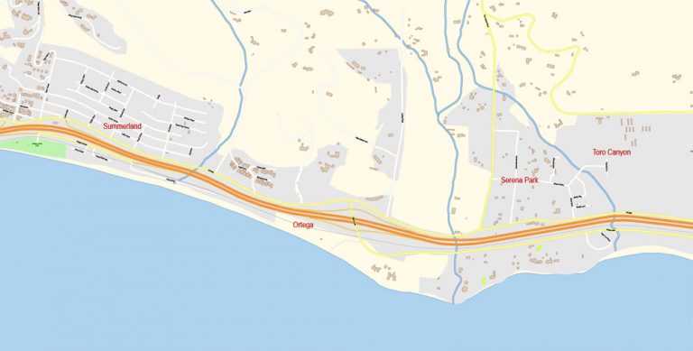 Santa Barbara + Montecito California US Map Vector Exact City Plan High ...