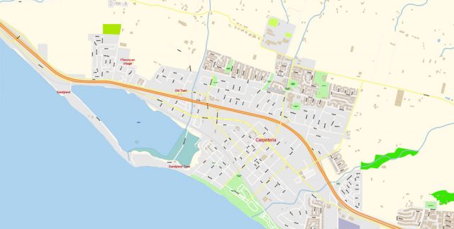 Santa Barbara + Montecito California PDF Map Vector Exact City Plan ...