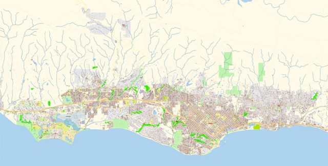 Santa Barbara + Montecito California US Map Vector Exact City Plan High ...