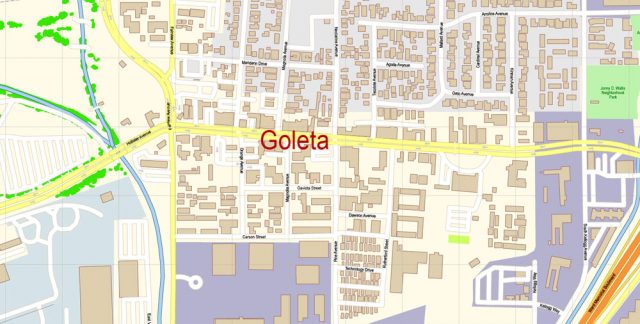 Santa Barbara + Montecito California US Map Vector Exact City Plan High ...