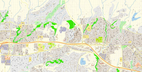 Santa Barbara + Montecito California US Map Vector Exact City Plan High ...