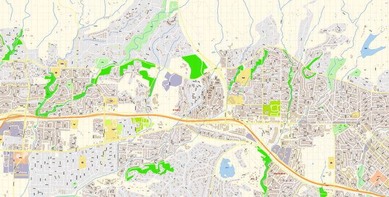 Santa Barbara + Montecito California PDF Map Vector Exact City Plan ...