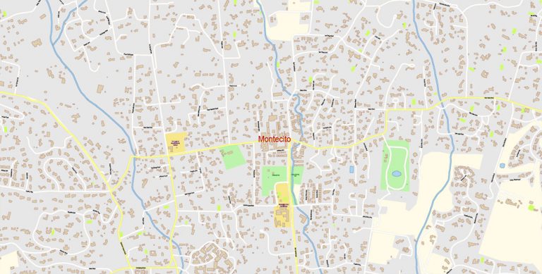 Santa Barbara + Montecito California PDF Map Vector Exact City Plan ...