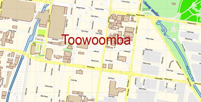 Toowoomba Queensland Australia PDF Map Vector Exact City Plan High ...