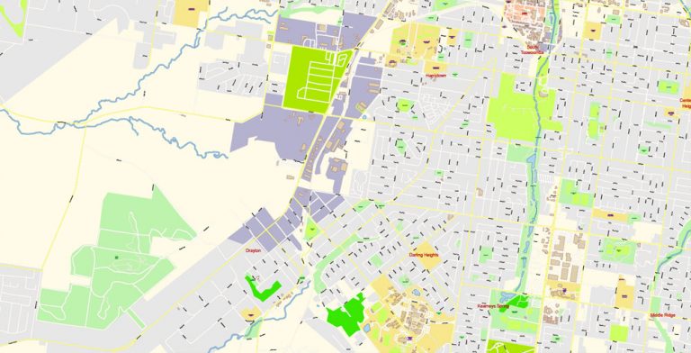 Toowoomba Queensland Australia PDF Map Vector Exact City Plan High ...