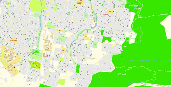 Toowoomba Queensland Australia PDF Map Vector Exact City Plan High ...