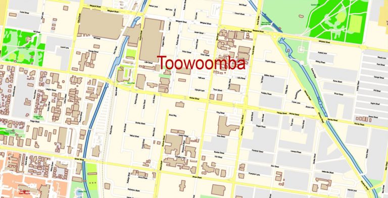 Toowoomba Queensland Australia Map Vector Exact City Plan High Detailed ...