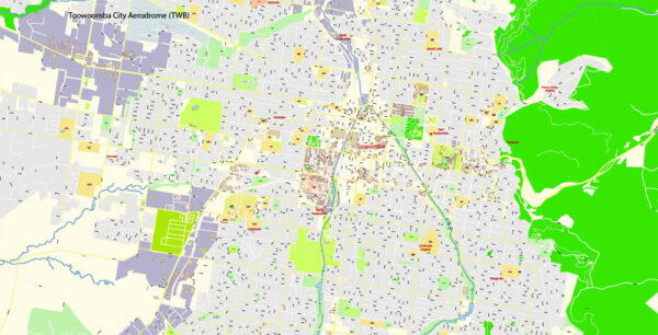 Toowoomba Queensland Australia Map Vector Exact City Plan High Detailed ...