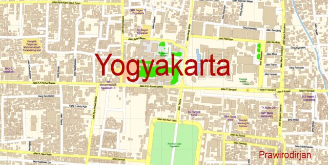Yogyakarta Indonesia PDF Map Vector Exact City Plan High Detailed ...
