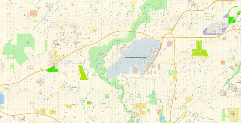 Cleveland Ohio US Map Vector Exact City Plan High Detailed Street Map ...