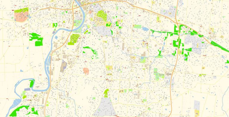 Dayton Springfield Ohio US Map Vector Exact City Plan High Detailed ...
