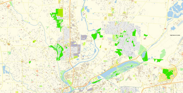 Dayton Springfield Ohio US Map Vector Exact City Plan High Detailed ...