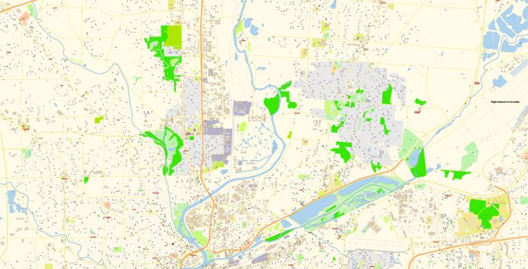 Dayton Springfield Ohio US Map Vector Exact City Plan High Detailed ...