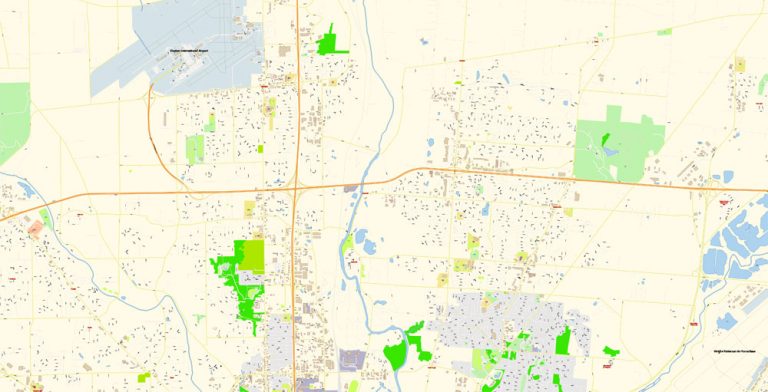 Dayton Springfield Ohio US Map Vector Exact City Plan High Detailed ...