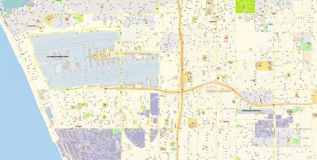 Los Angeles City Center California US PDF Map Vector Exact City Plan ...