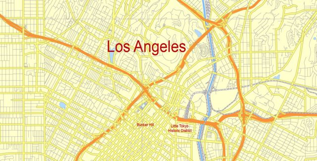 Los Angeles Greater Area, California US Free Vector Map Editable ...