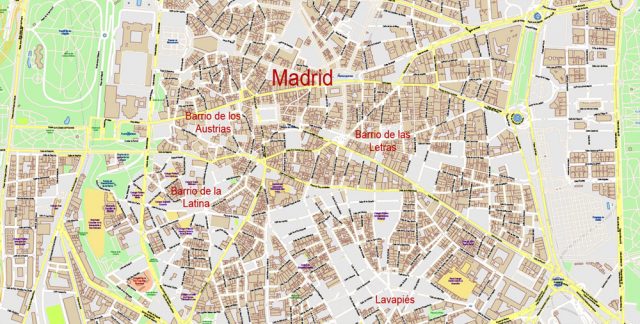 Madrid Spain PDF Map Vector Exact City Plan High Detailed Street Map ...