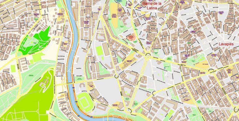 Madrid Spain PDF Map Vector Exact City Plan High Detailed Street Map ...