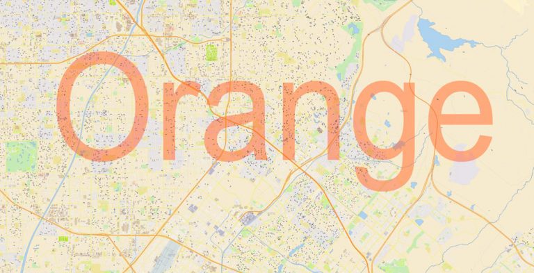Orange County California US PDF Map Vector Exact City Plan High ...