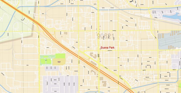 Orange County California US PDF Map Vector Exact City Plan High ...