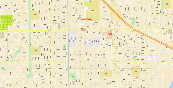 Orange County California US PDF Map Vector Exact City Plan High ...