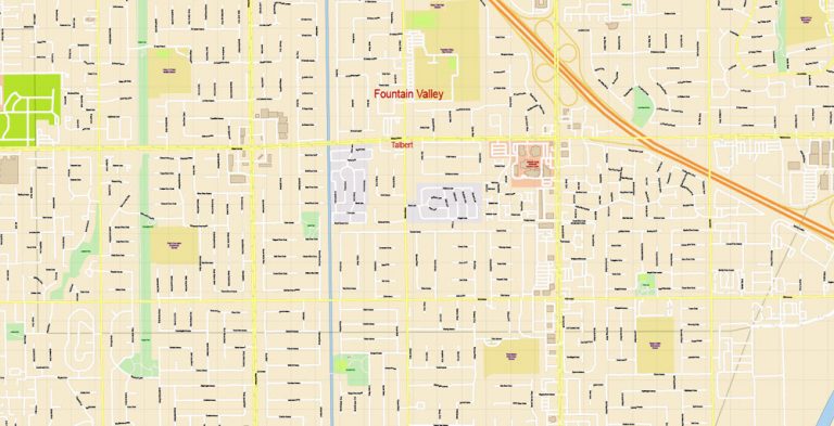 Orange County California US Map Vector Exact City Plan High Detailed ...