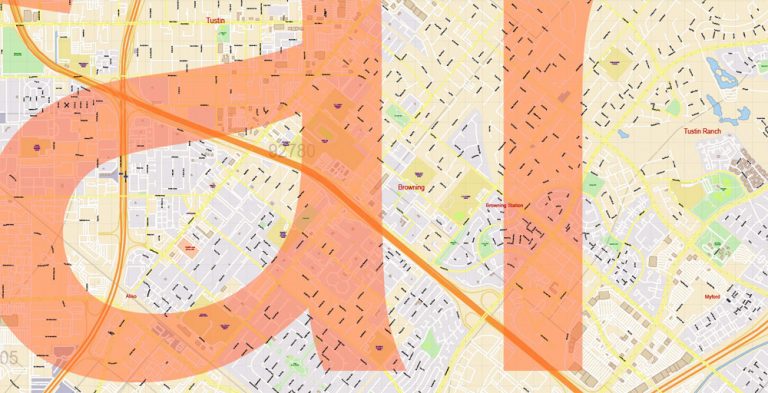 Orange County California US Map CDR Vector Exact City Plan High ...