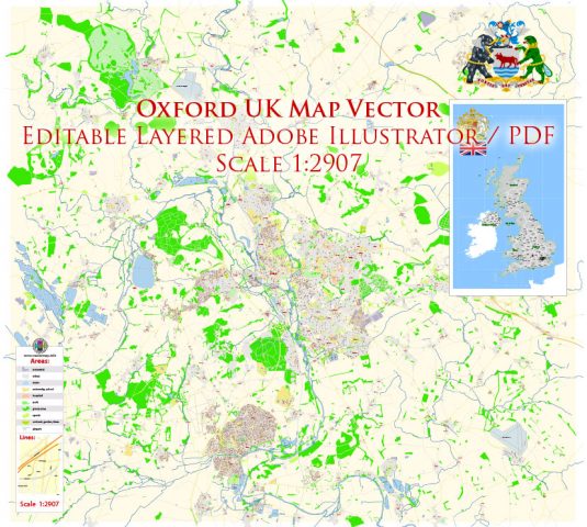 Oxford UK Vector Map printable City Plan editable Adobe Illustrator ...