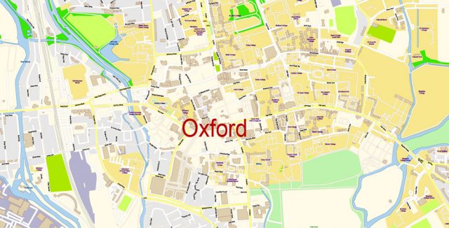 Oxford UK Map Vector Exact City Plan High Detailed Street Map editable ...
