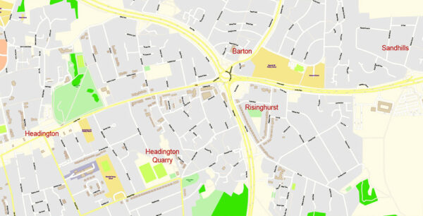 Oxford UK PDF Map Vector Exact City Plan High Detailed Street Map ...