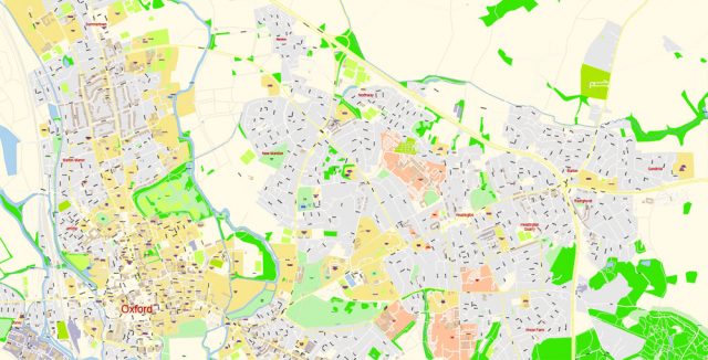Oxford UK Map Vector Exact City Plan High Detailed Street Map editable ...