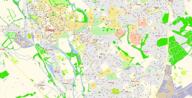 Oxford UK Map Vector Exact City Plan High Detailed Street Map editable ...