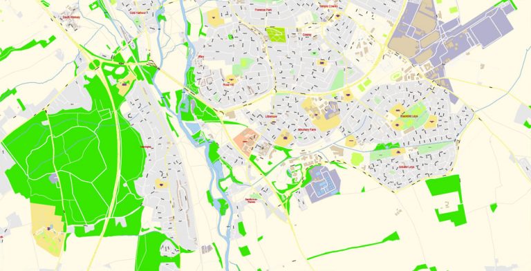 Oxford UK PDF Map Vector Exact City Plan High Detailed Street Map ...