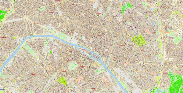 Paris Grande France PDF Map Vector Exact City Plan High Detailed Street ...